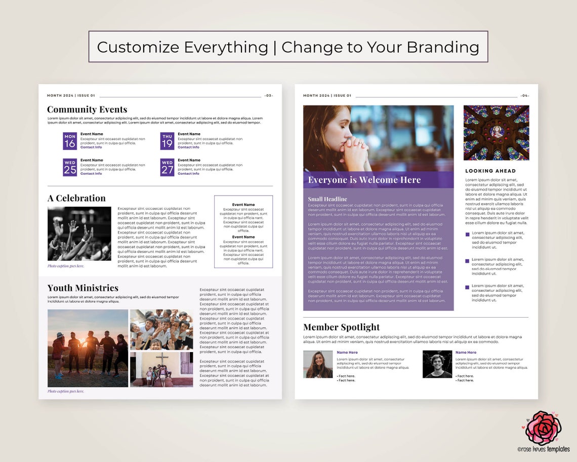 Editable Church Newsletter Template: Parish News Bulletin (canva) - Etsy