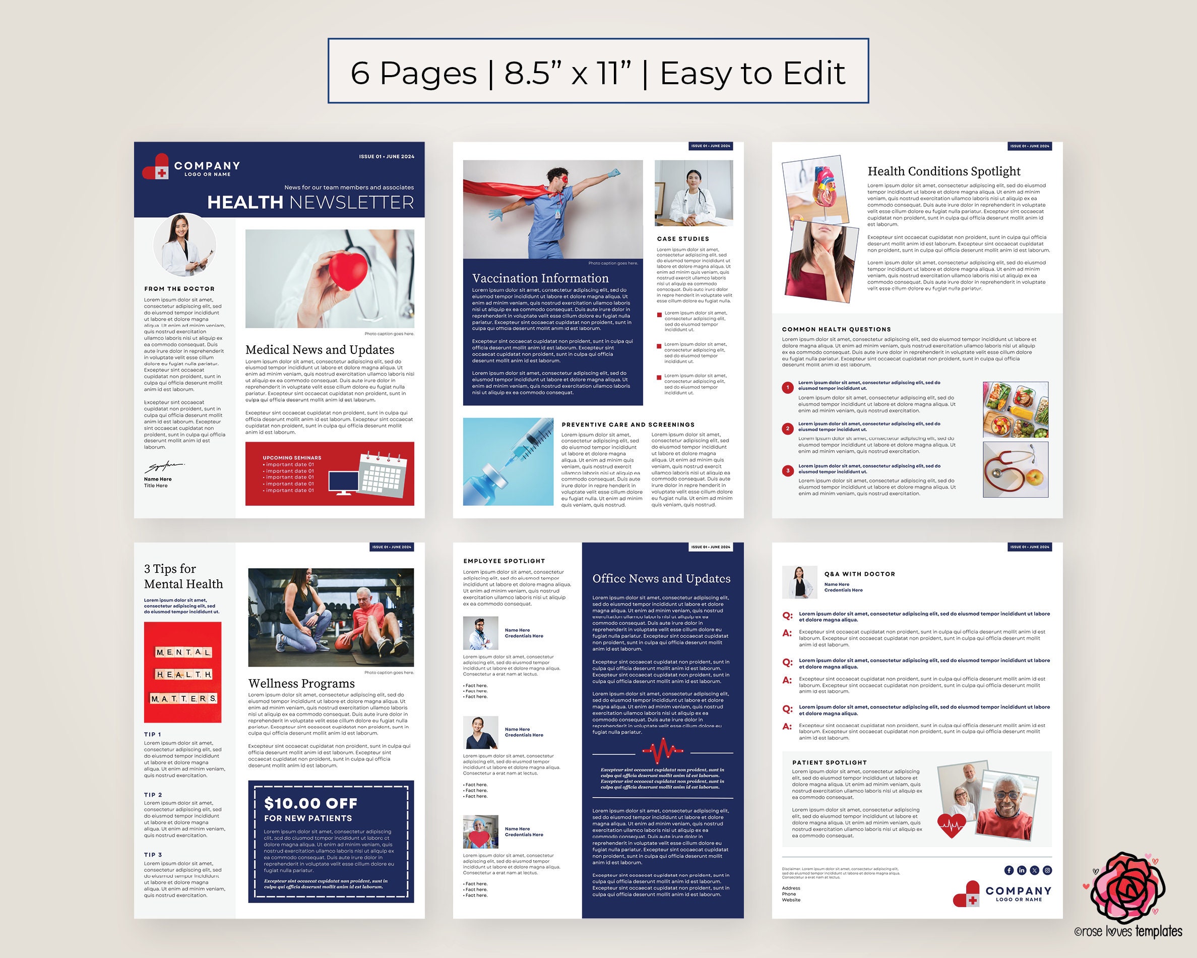 Medical Newsletter Template: Doctor Office, Editable Canva (8.5"x11 ...