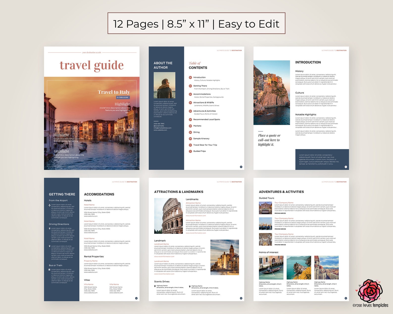 Travel Guide Ebook Template, Italy Travel Guide Lead Magnet ...