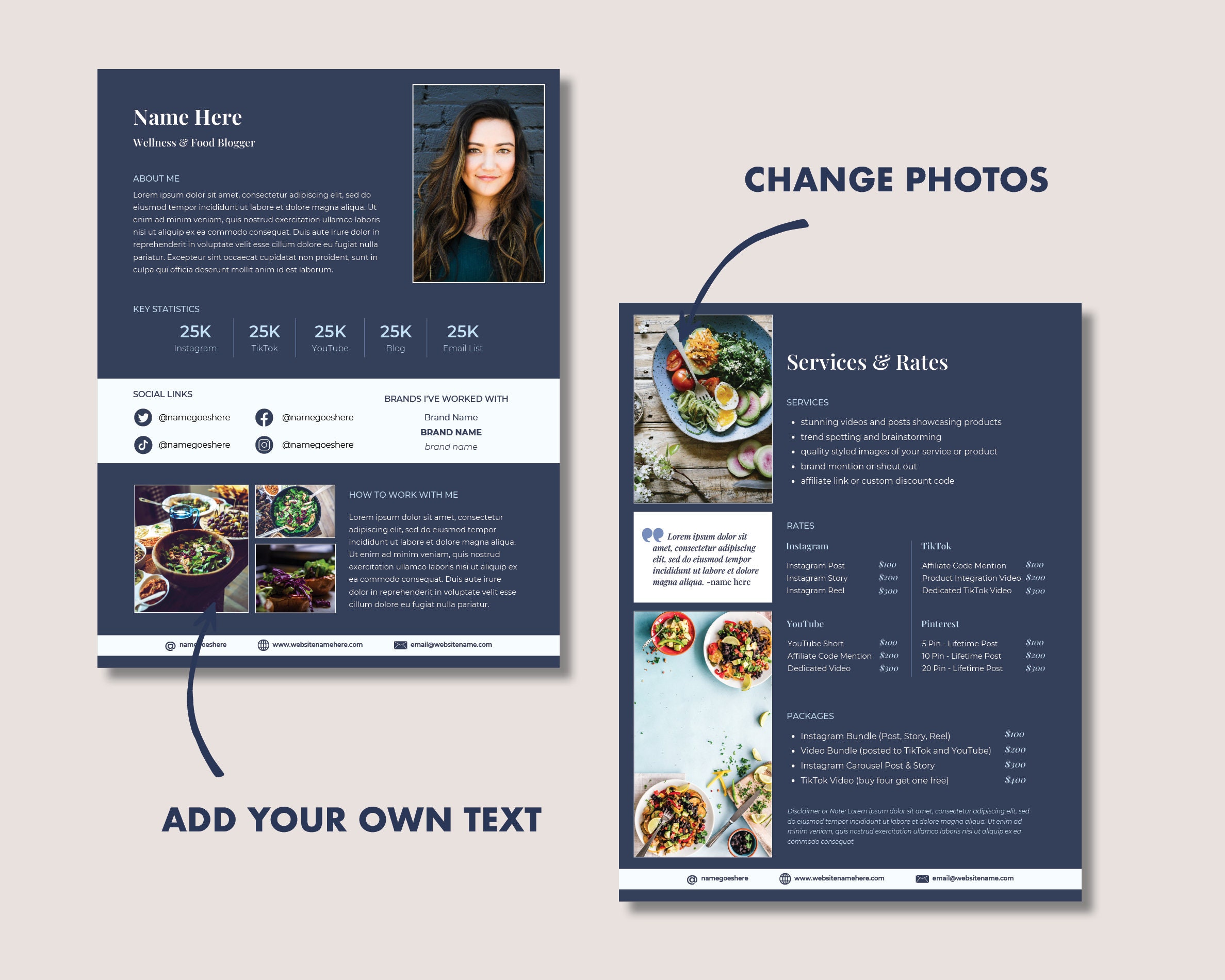 2 Page Media Kit Canva Template Instagram Media Kit - Etsy