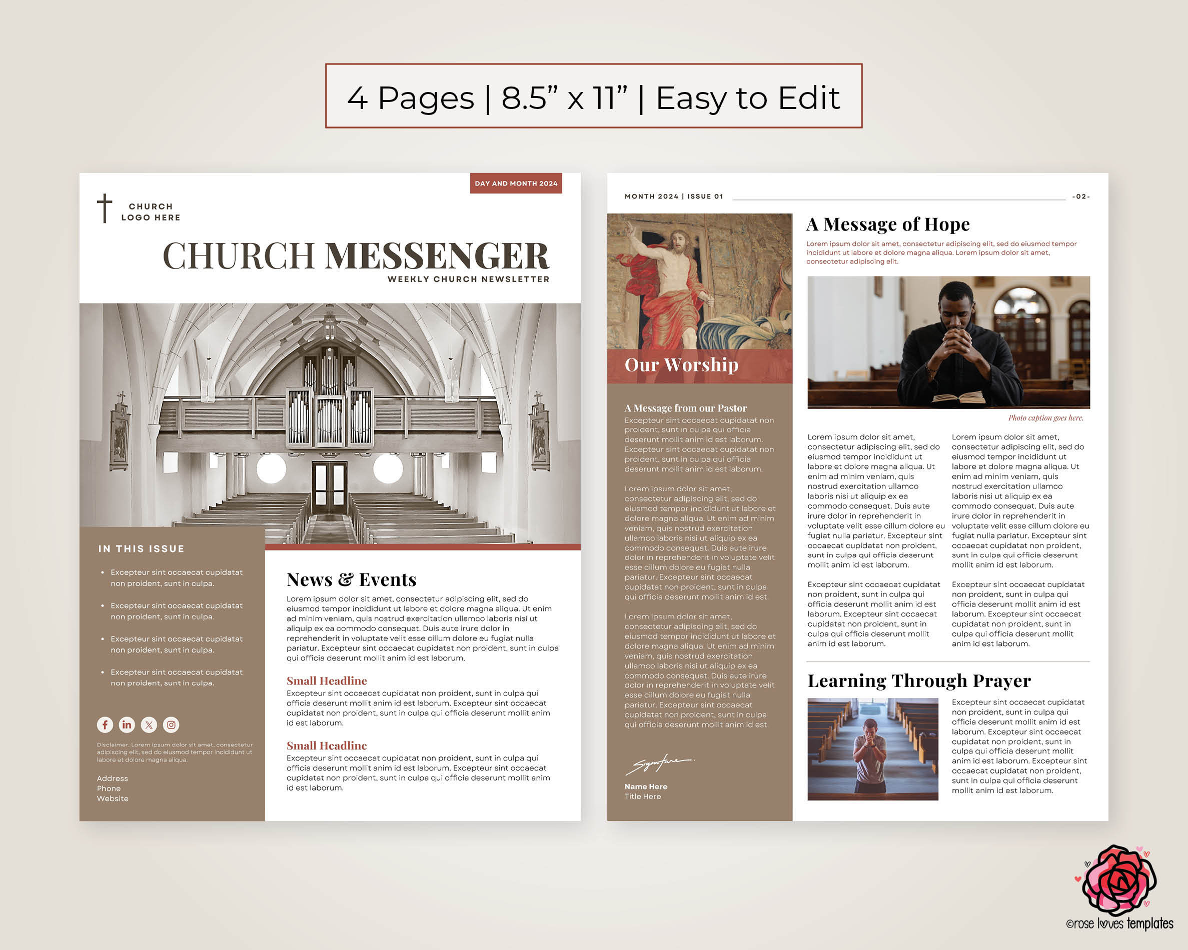 Editable Church Newsletter Template: Parish News Bulletin (canva) - Etsy