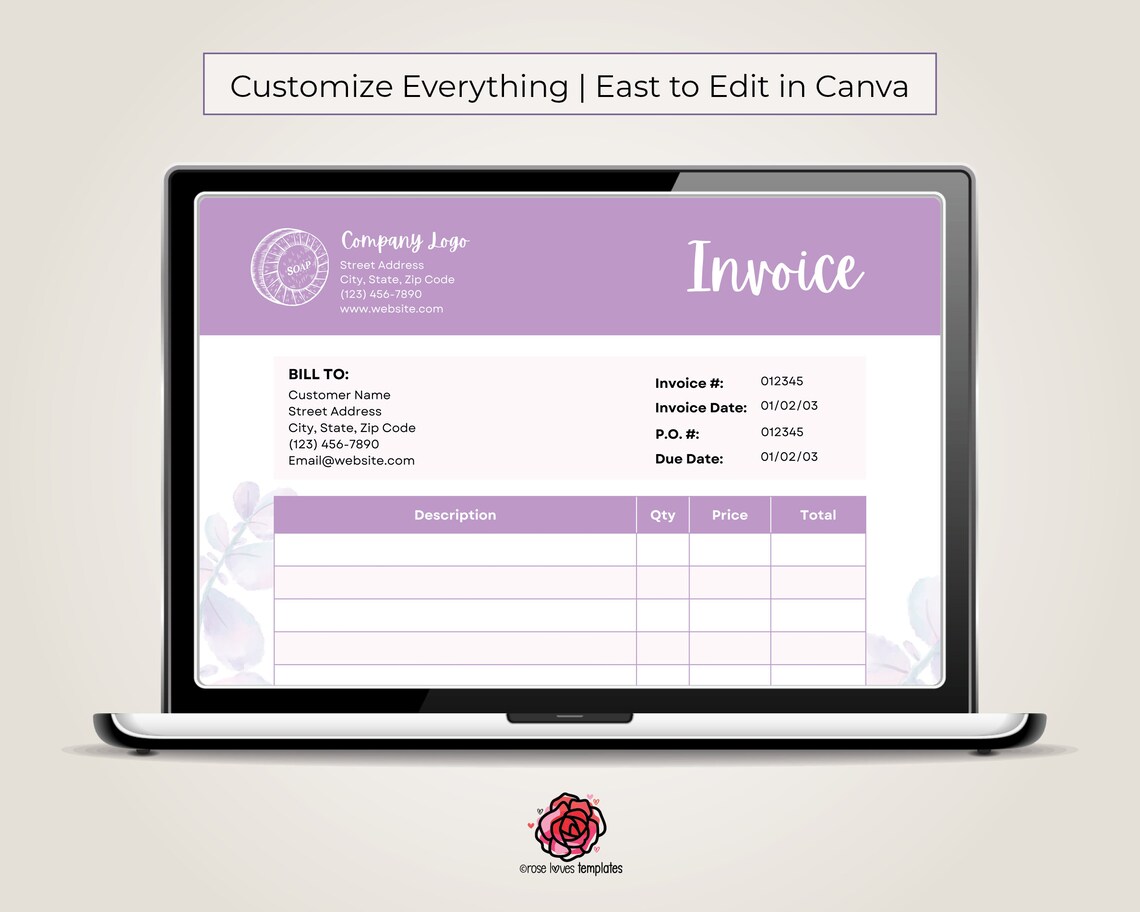 Invoice Template Canva, Modern Invoice Template for Small Business ...