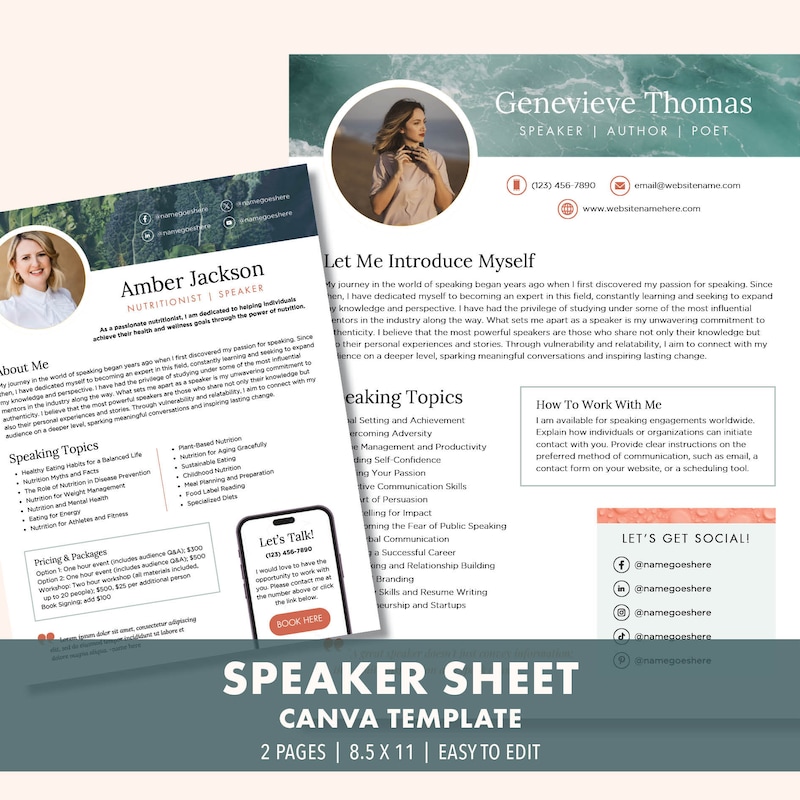 Speaker One Pager Sheet - Etsy