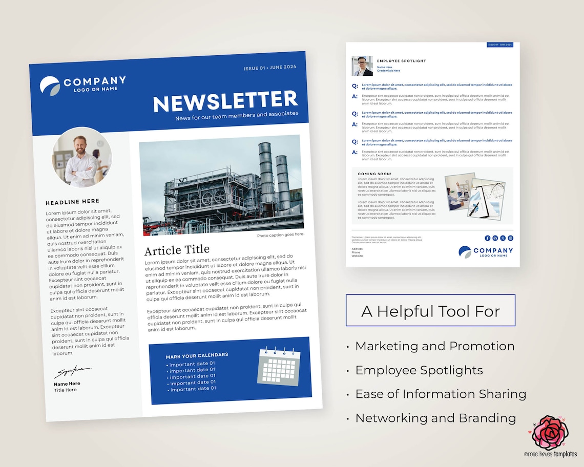 Editable Business Newsletter Template: 6-page Canva Layout (8.5x11) - Etsy