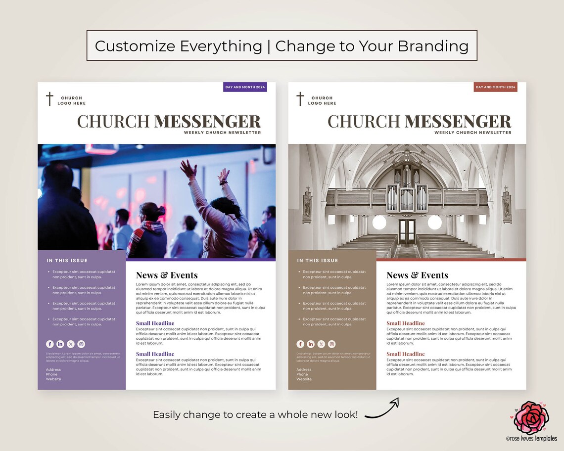 Editable Church Newsletter Template: Parish News Bulletin (canva) - Etsy