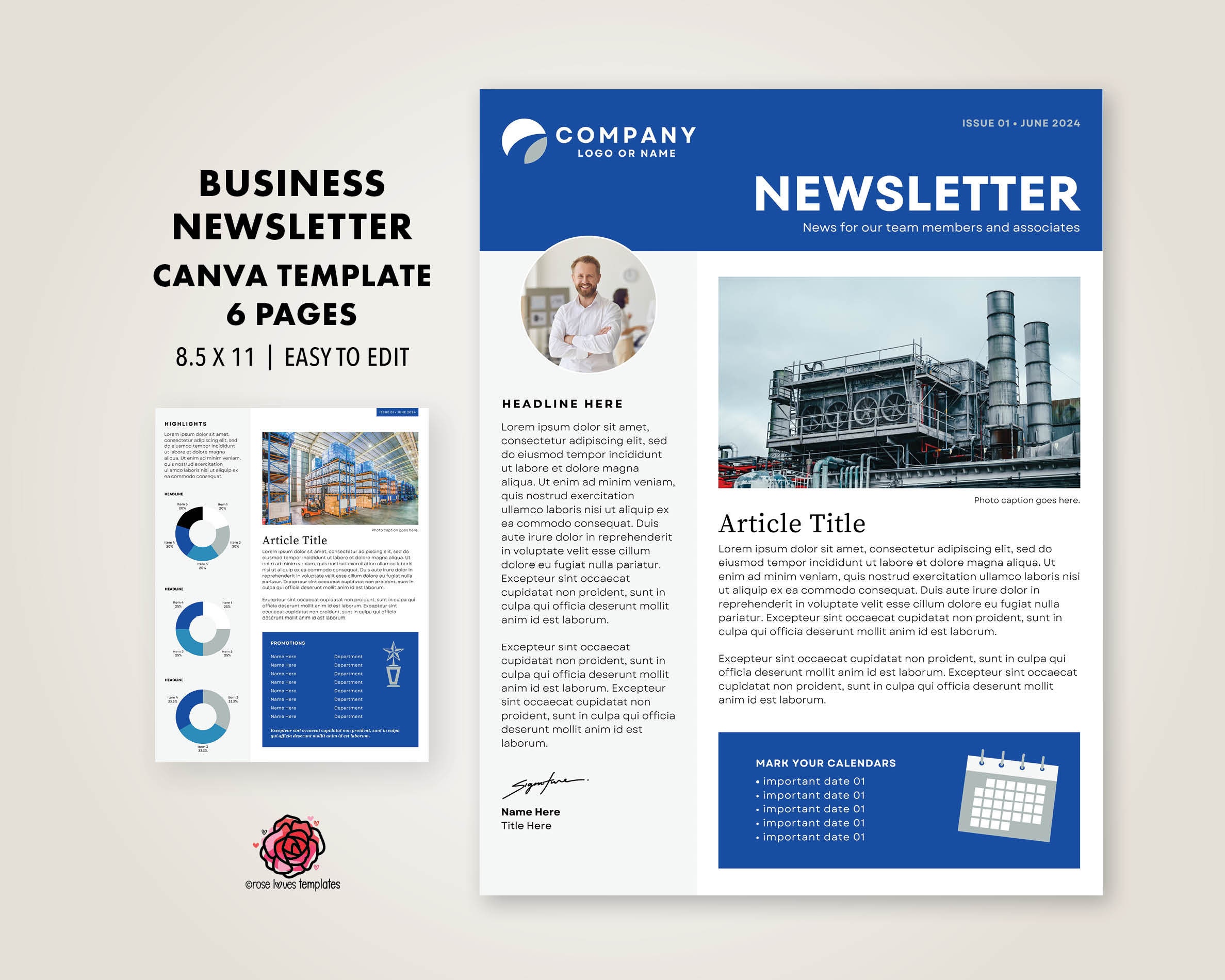 Editable Business Newsletter Template: 6-page Canva Layout (8.5x11) - Etsy