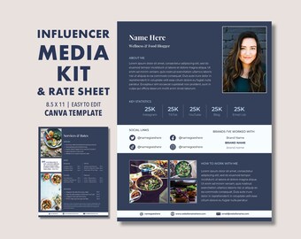 Green Media Kit Template Editable Media Kit Influencer Rate Sheet ...