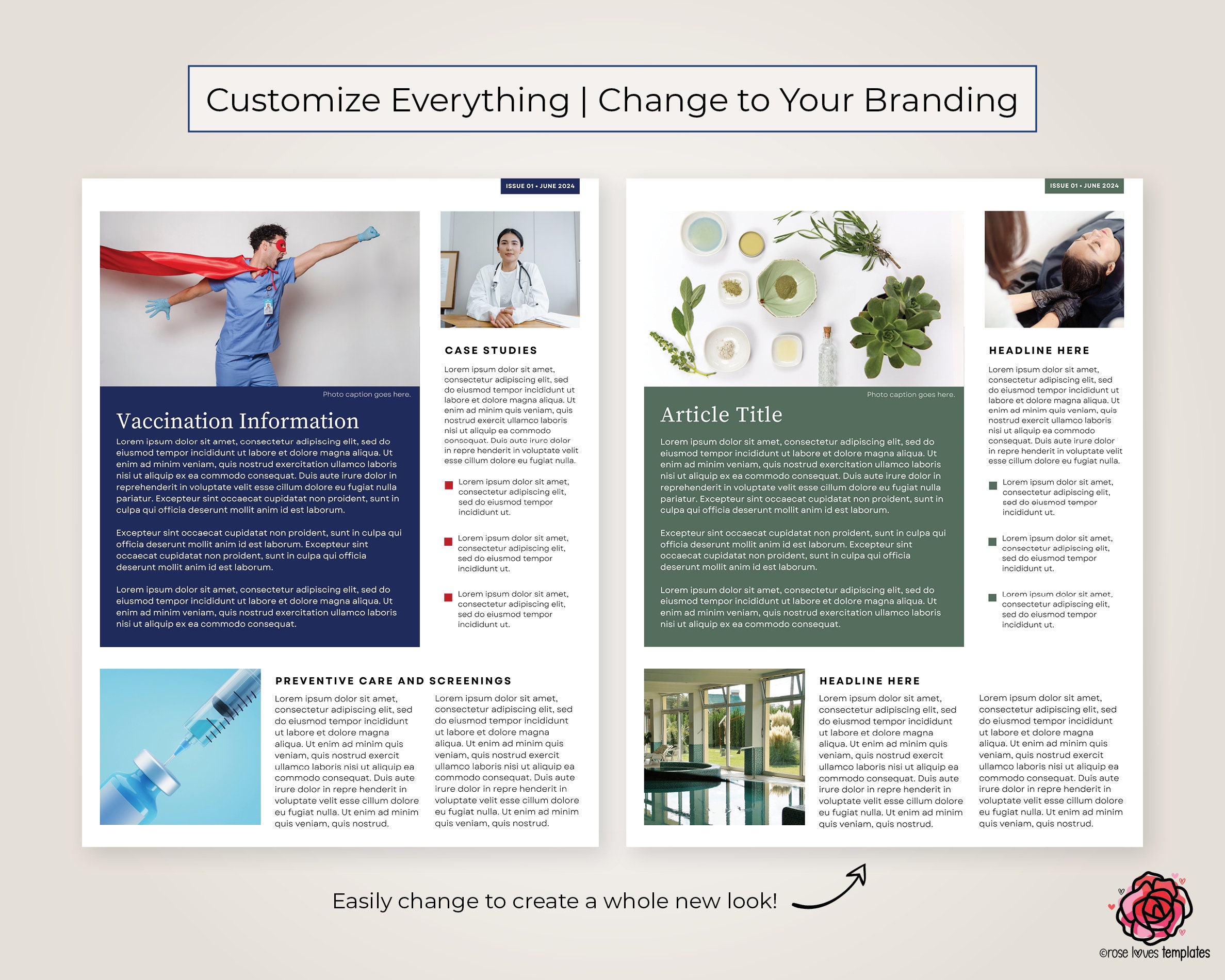 Medical Newsletter Template, Canva Newsletter Template Editable, Doctor ...