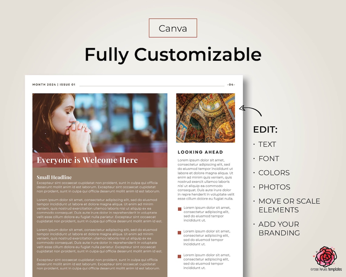 Editable Church Newsletter Template: Parish News Bulletin (canva) - Etsy