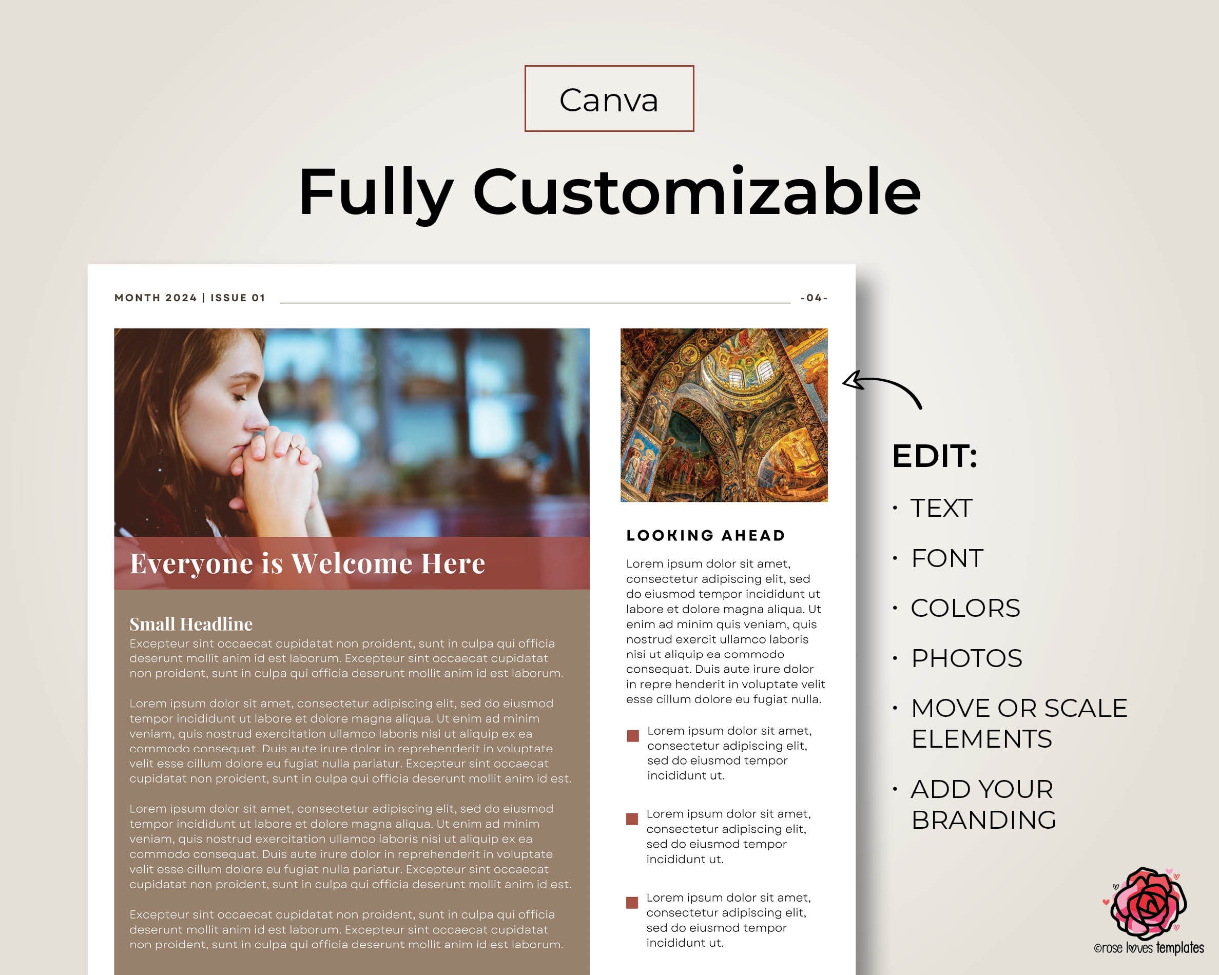 Editable Church Newsletter Template: Parish News Bulletin (canva) - Etsy