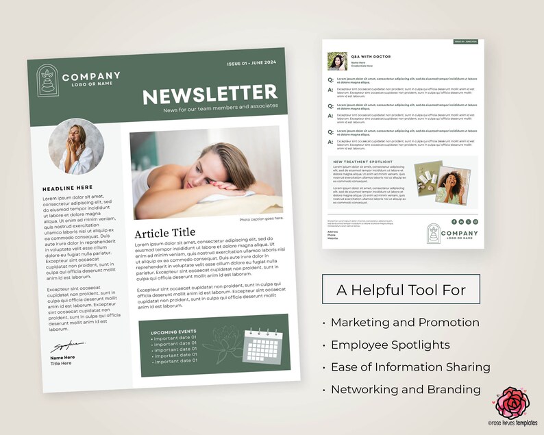 Medical Spa Newsletter Template, Canva Newsletter Template Editable ...