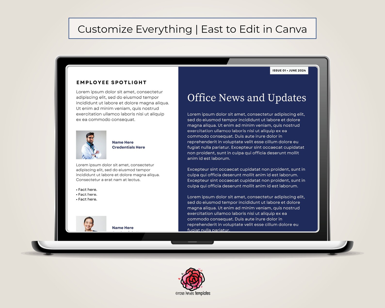 Medical Newsletter Template: Doctor Office, Editable Canva (8.5"x11 ...
