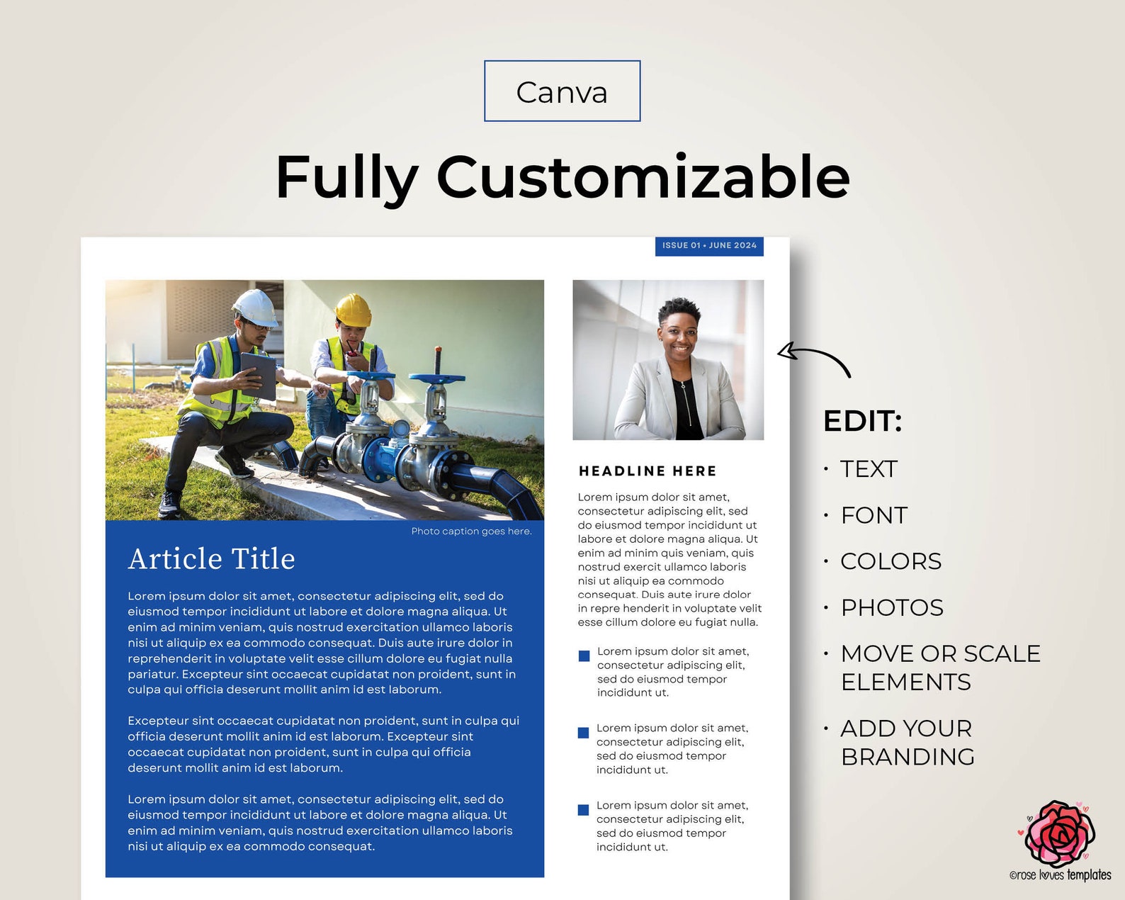 Editable Business Newsletter Template: 6-page Canva Layout (8.5x11) - Etsy