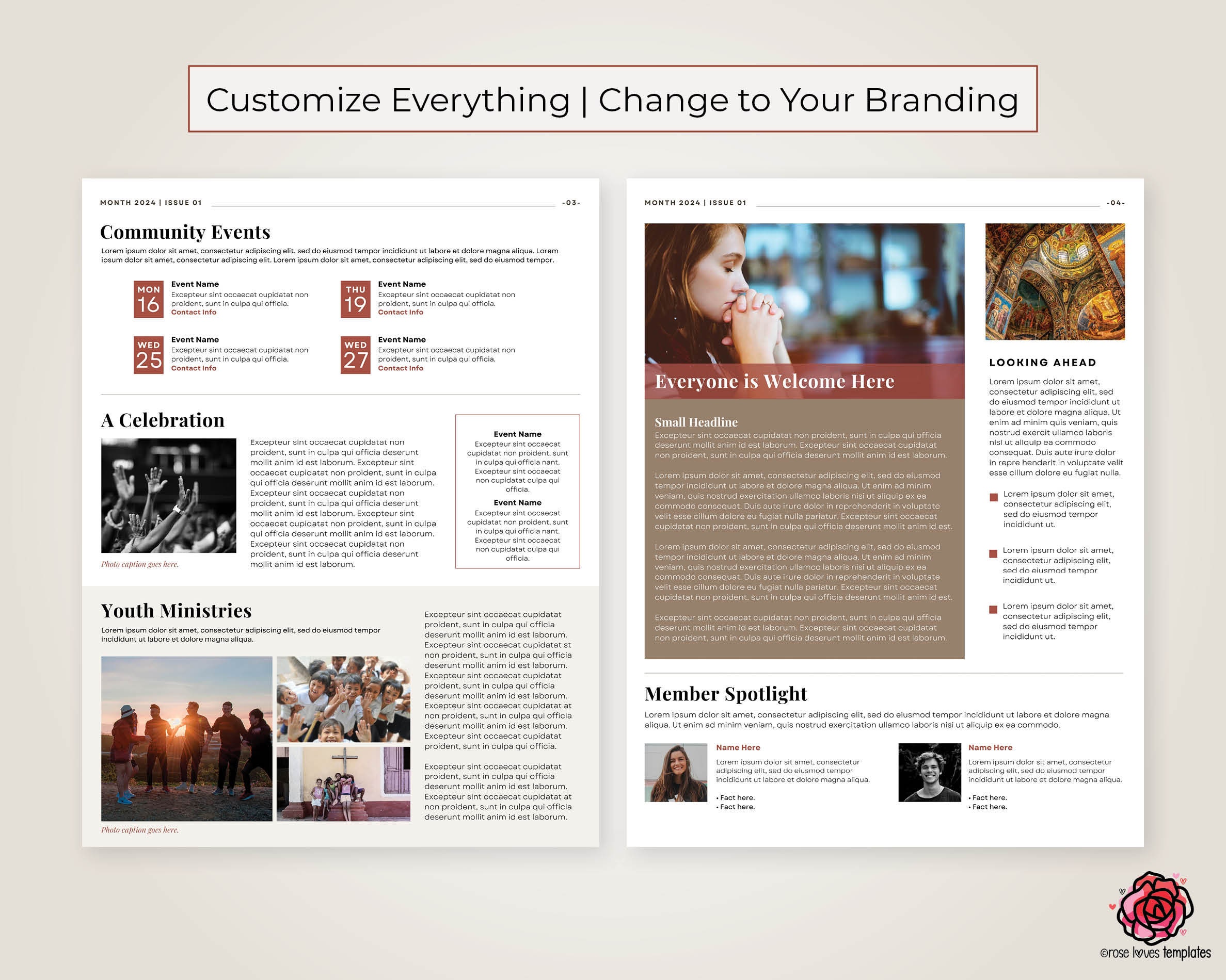 Editable Church Newsletter Template: Parish News Bulletin (canva) - Etsy