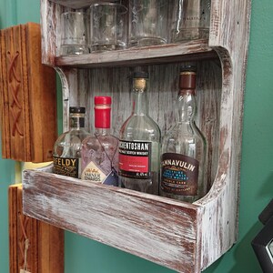 Rustic, Repurposed Wood, Wall-mounted Drinks Bar With Shelf - Etsy