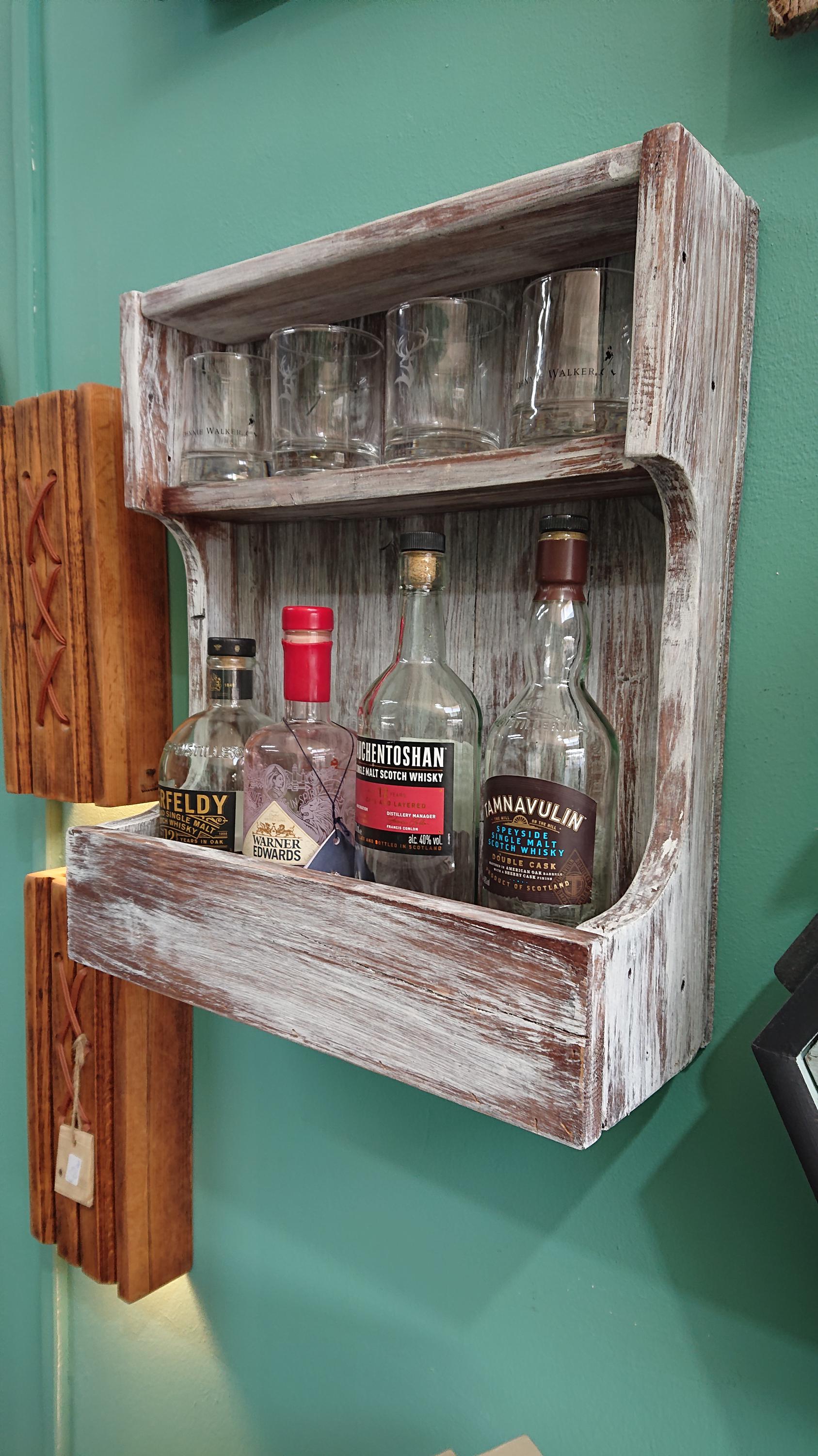 Rustic, Repurposed Wood, Wall-mounted Drinks Bar With Shelf - Etsy