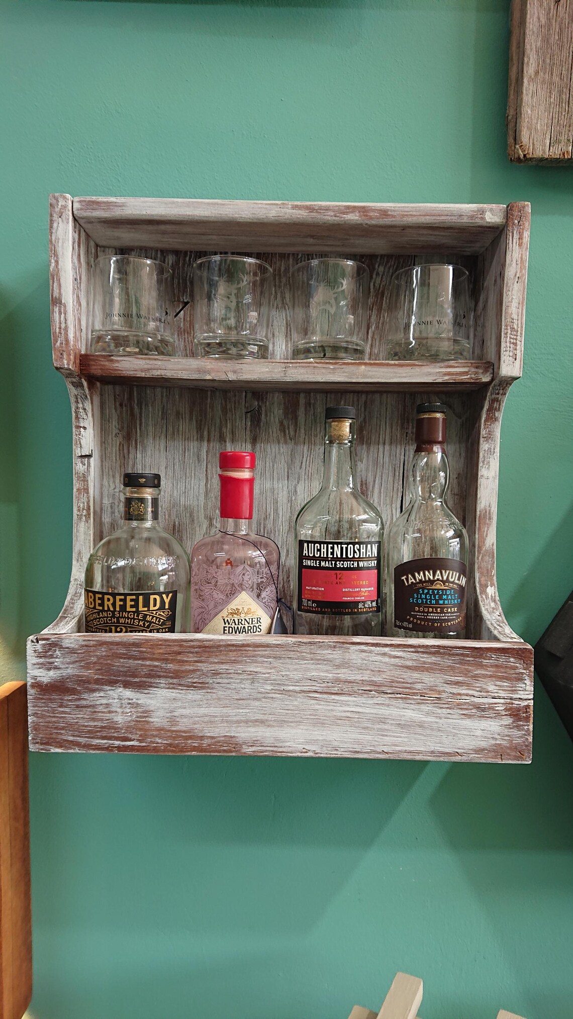 Rustic, Repurposed Wood, Wall-mounted Drinks Bar With Shelf - Etsy