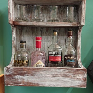Rustic, Repurposed Wood, Wall-mounted Drinks Bar With Shelf - Etsy