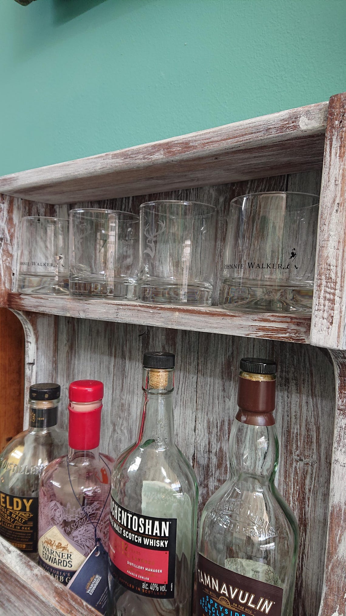 Rustic, Repurposed Wood, Wall-mounted Drinks Bar With Shelf - Etsy