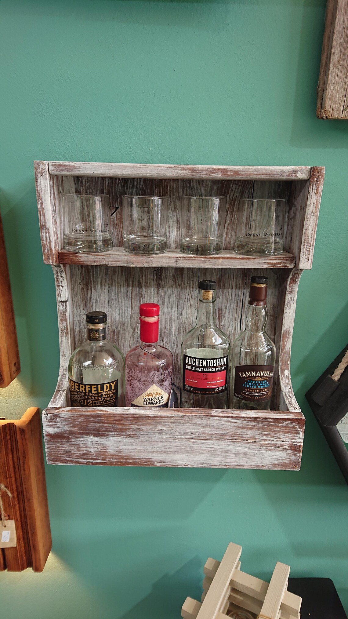 Rustic, Repurposed Wood, Wall-mounted Drinks Bar With Shelf - Etsy