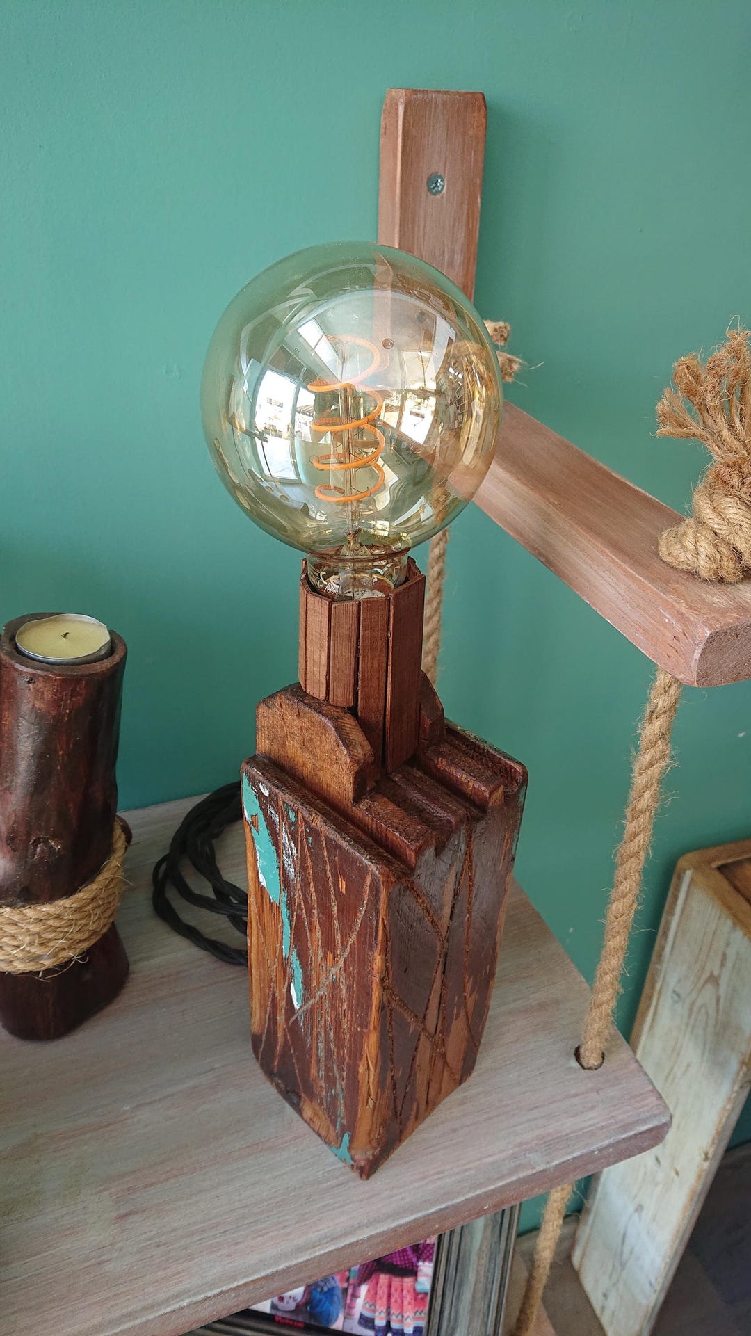 Reclaimed Wood Table Lamp - Etsy