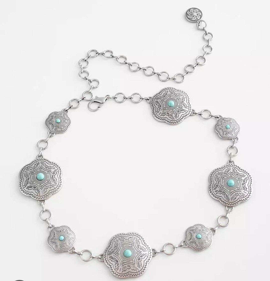 Western Floral Turquoise Chain Belt - Etsy