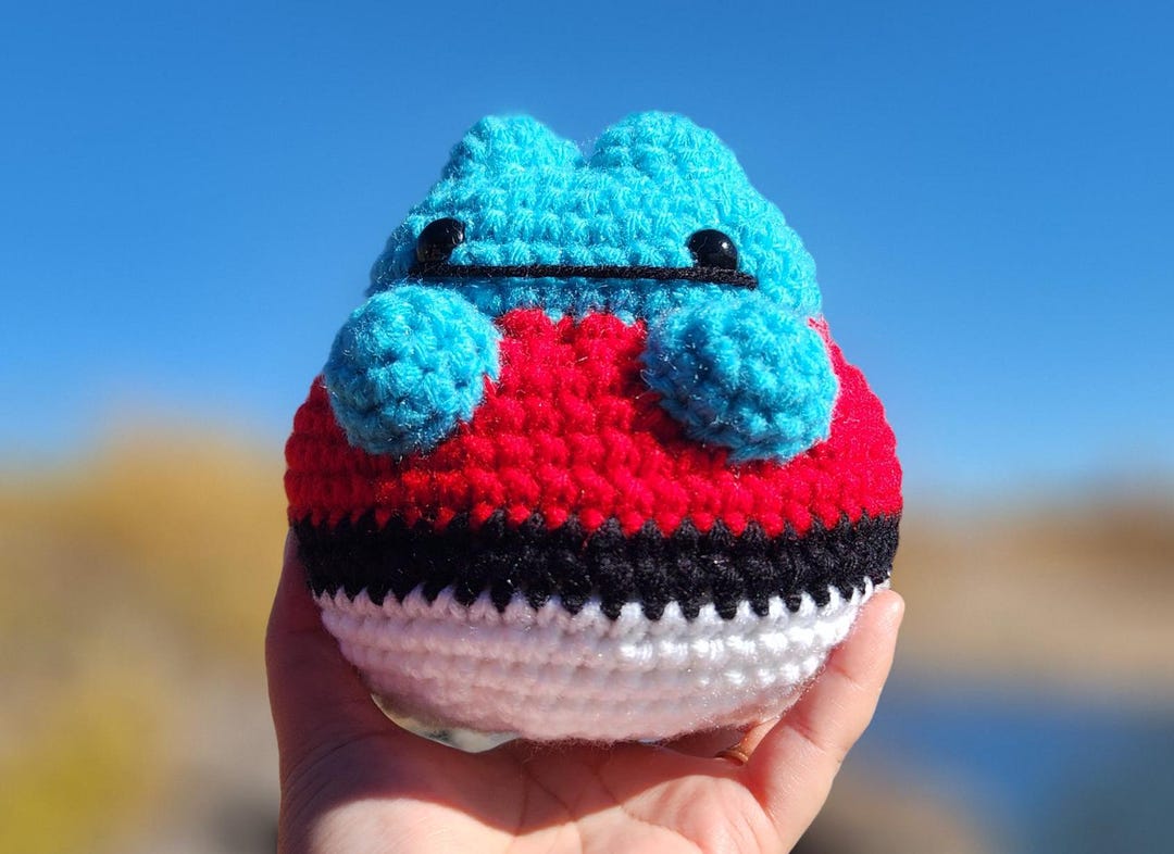 Crochet Small Blue Ditto Plush Toy, Pokemon Plush, Crochet Pokeball ...