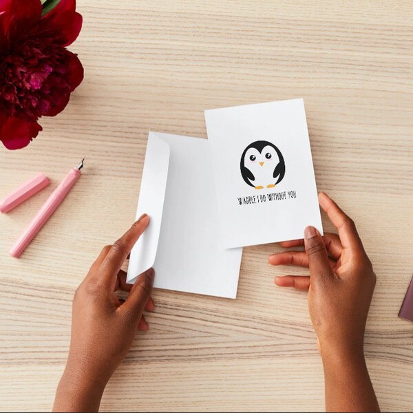 Penguin Card - Etsy