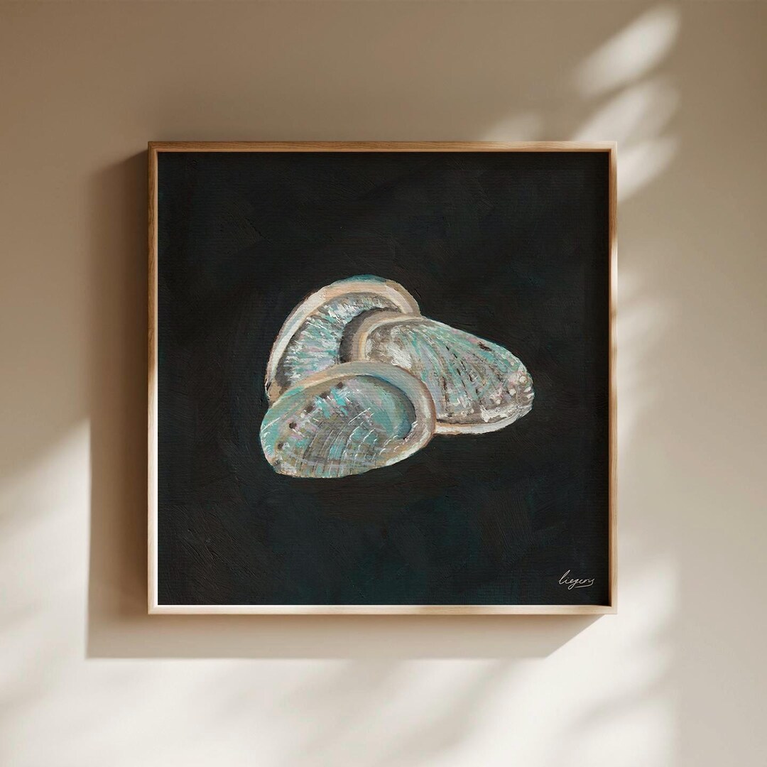Seashell Oil Painting Abalone Mother of Pearl Fine Art Print, Pāua ...