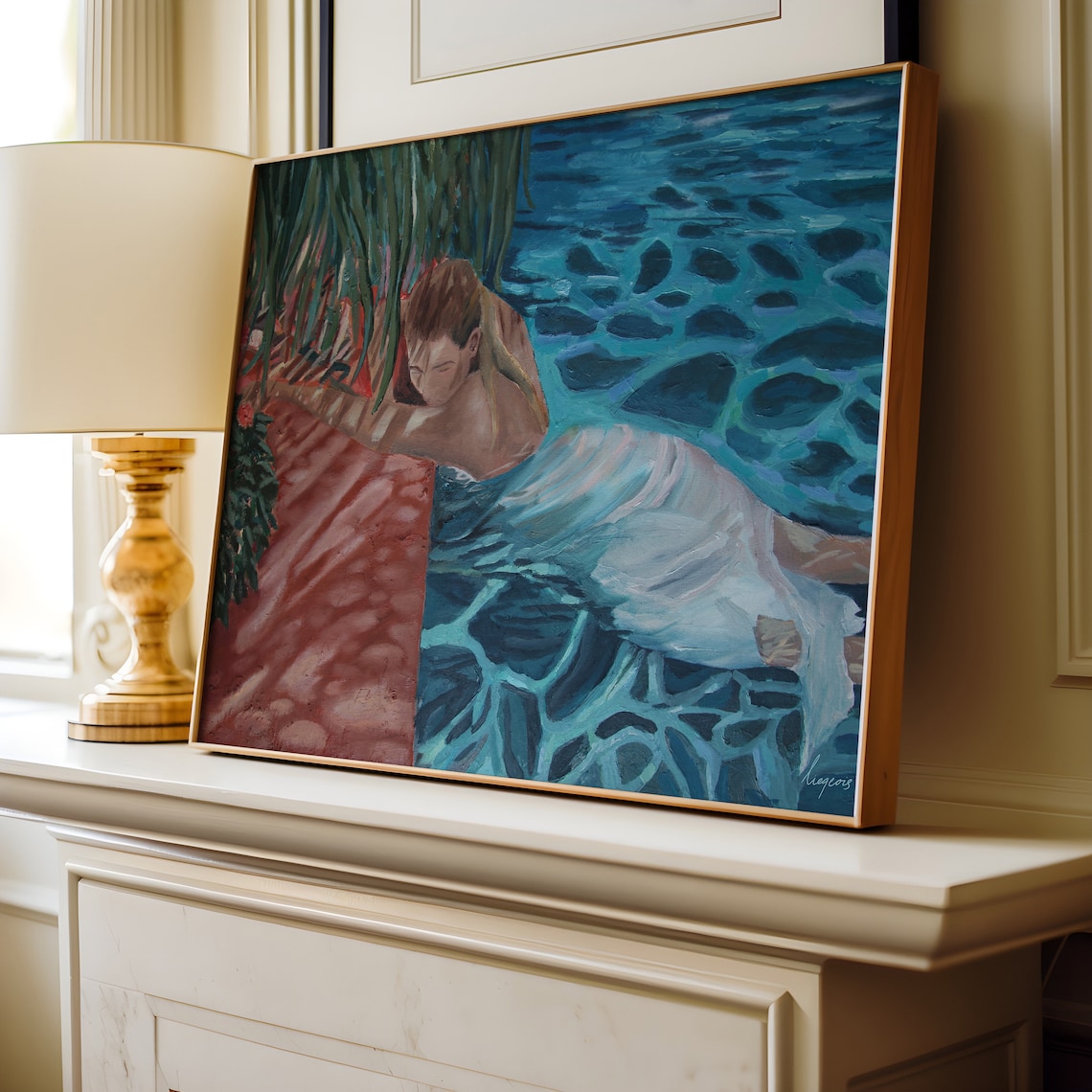 Poolside Swimmer Fine Art Print, Woman in Swimming Pool Wall Art ...