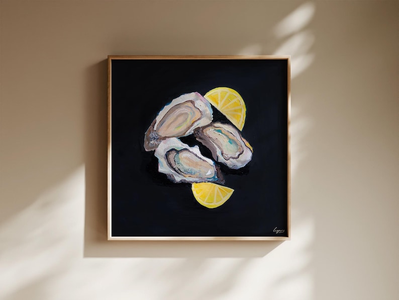 Oysters and Lemons Oil Painting Print, Food and Drink Art - Etsy