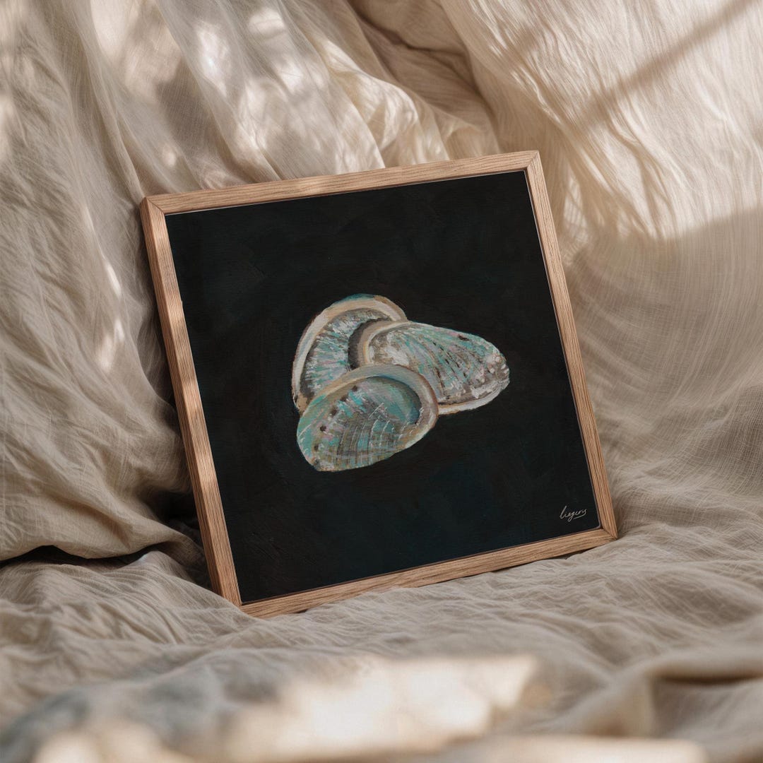 Abalone Shell Oil Painting Print, Iridescent Coastal Wall Art - Etsy