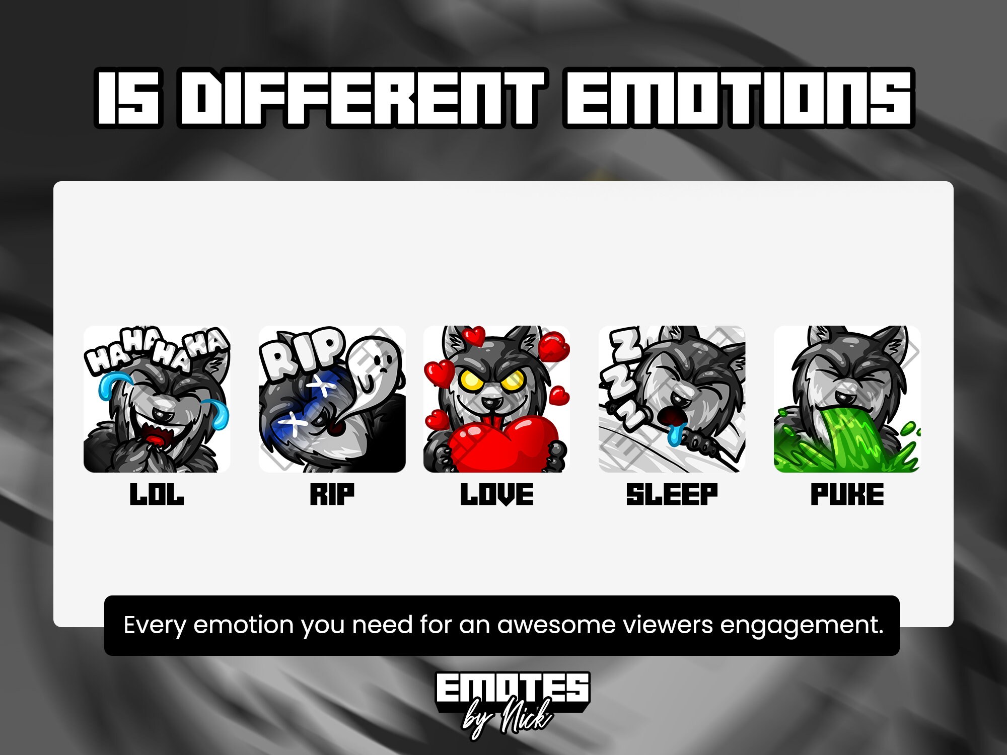 Grey Wolf Sub Emotes - Gamer Emotes, Streamer Emotes, Subscriber Emotes ...