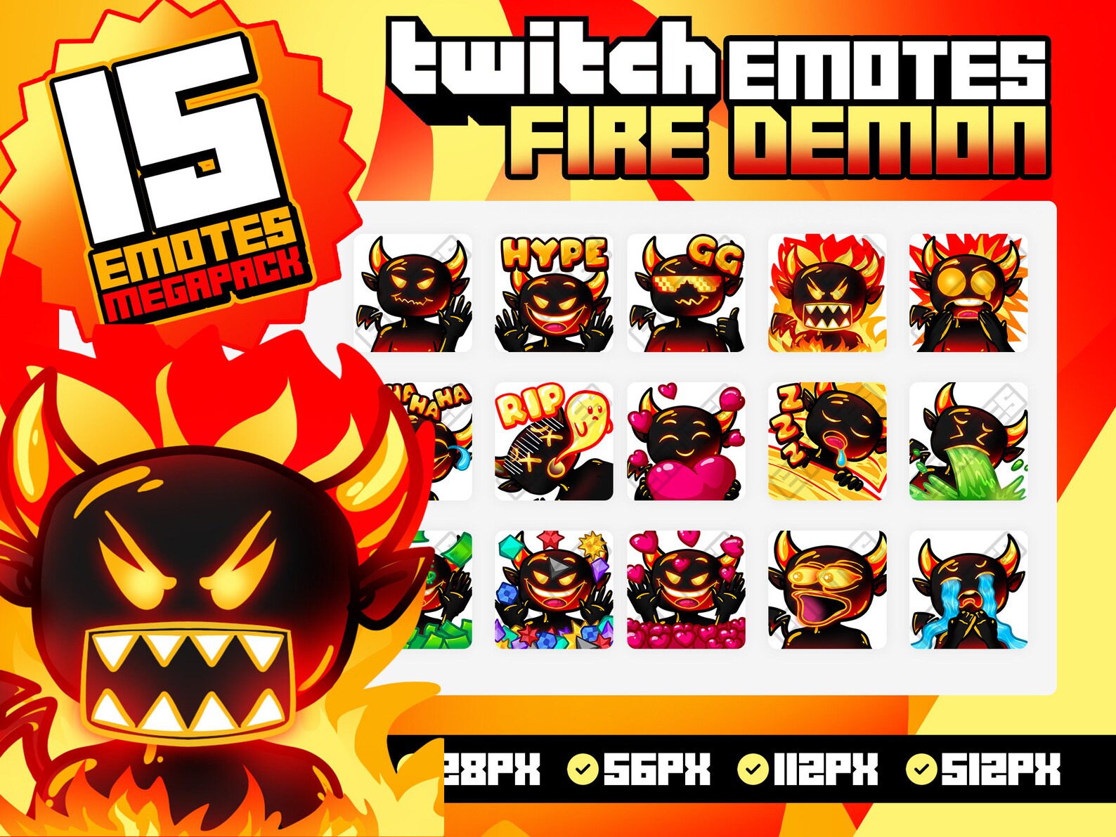 Fire Demon Twitch Emotes for Streamers Male Emotes, Gamer Emotes ...