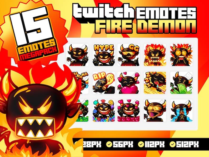 Fire Demon Twitch Emotes for Streamers Male Emotes, Gamer Emotes ...