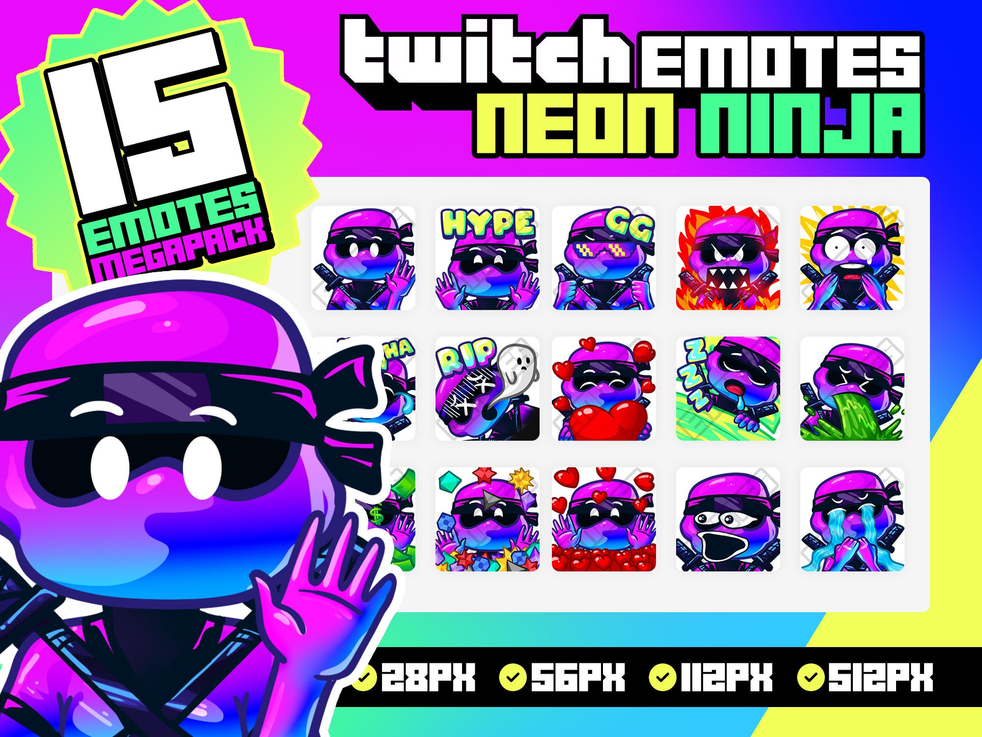 Neon Ninja Twitch Emotes for Streamers Male Emotes, Gamer Emotes ...