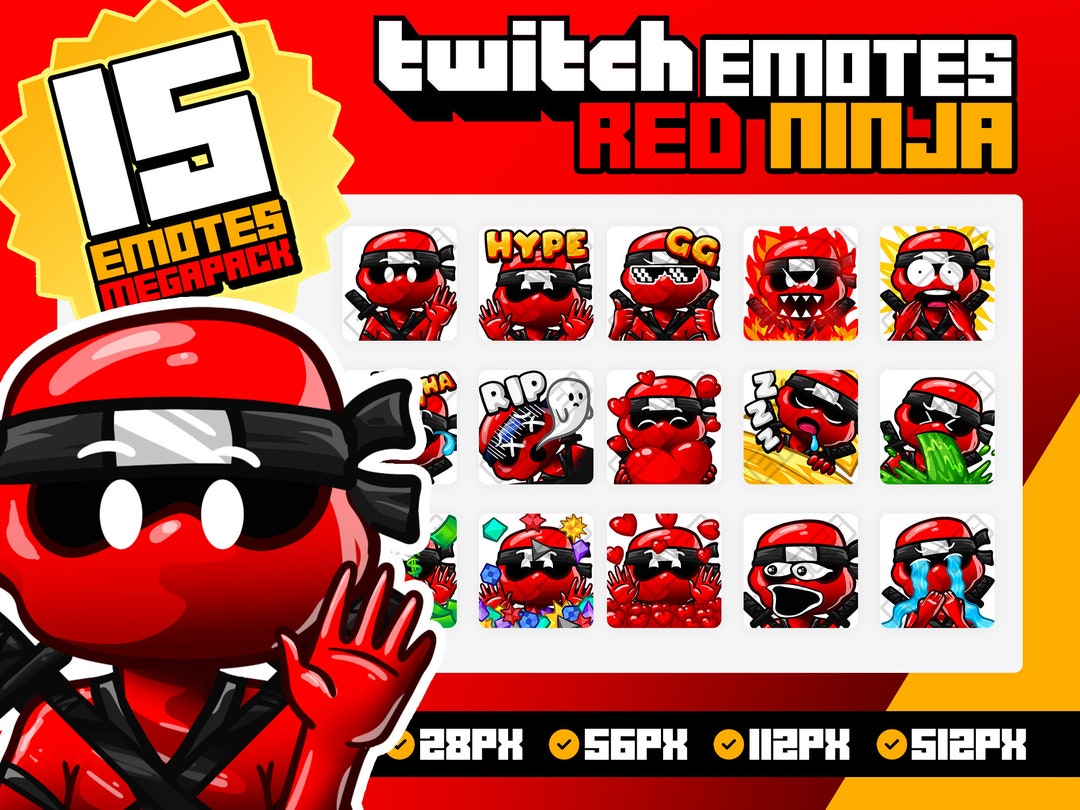Red Ninja Twitch Emotes for Streamers - Male Emotes, Gamer Emotes ...