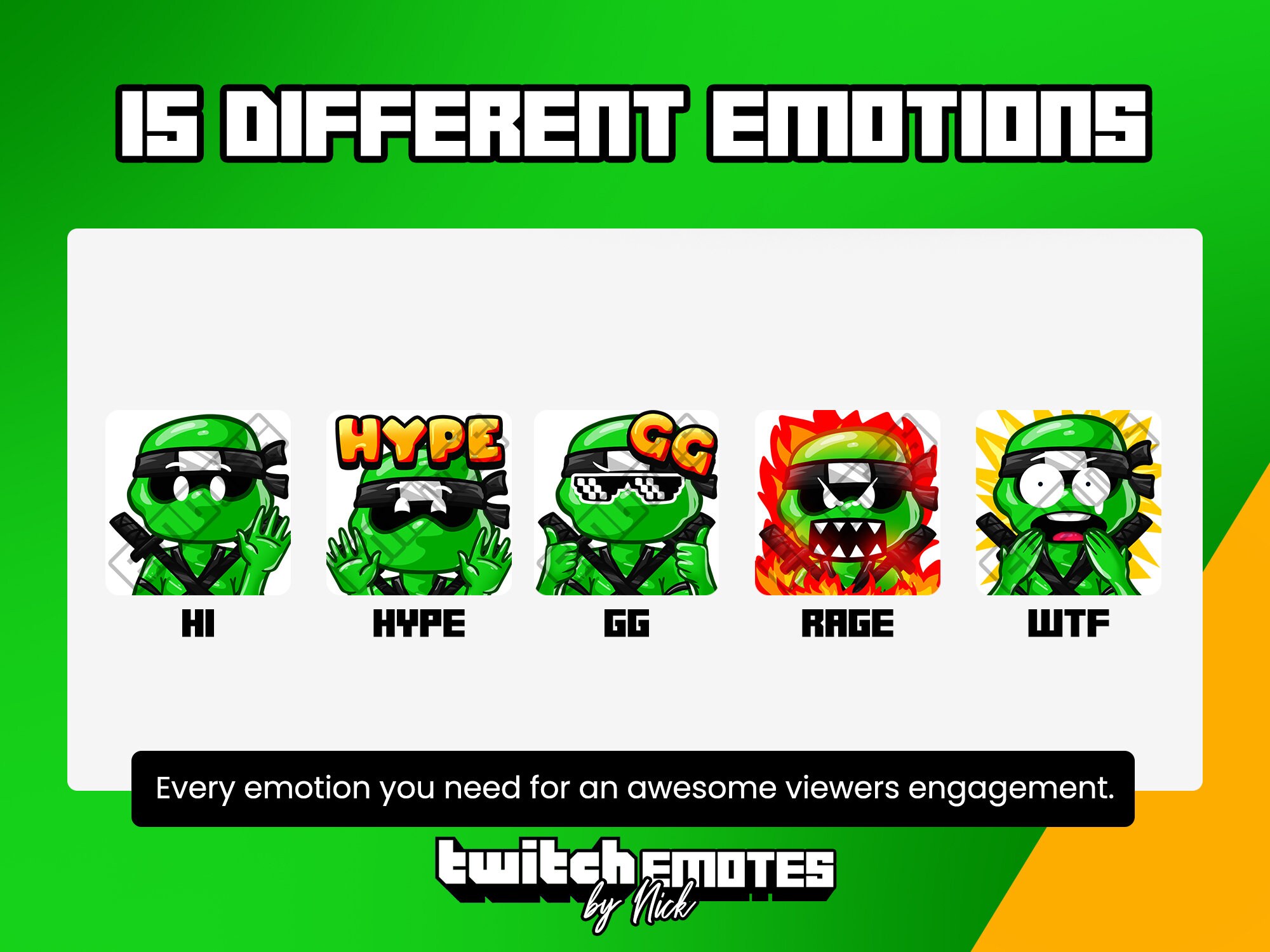 Green Ninja Twitch Emotes for Streamers Male Emotes, Gamer Emotes ...
