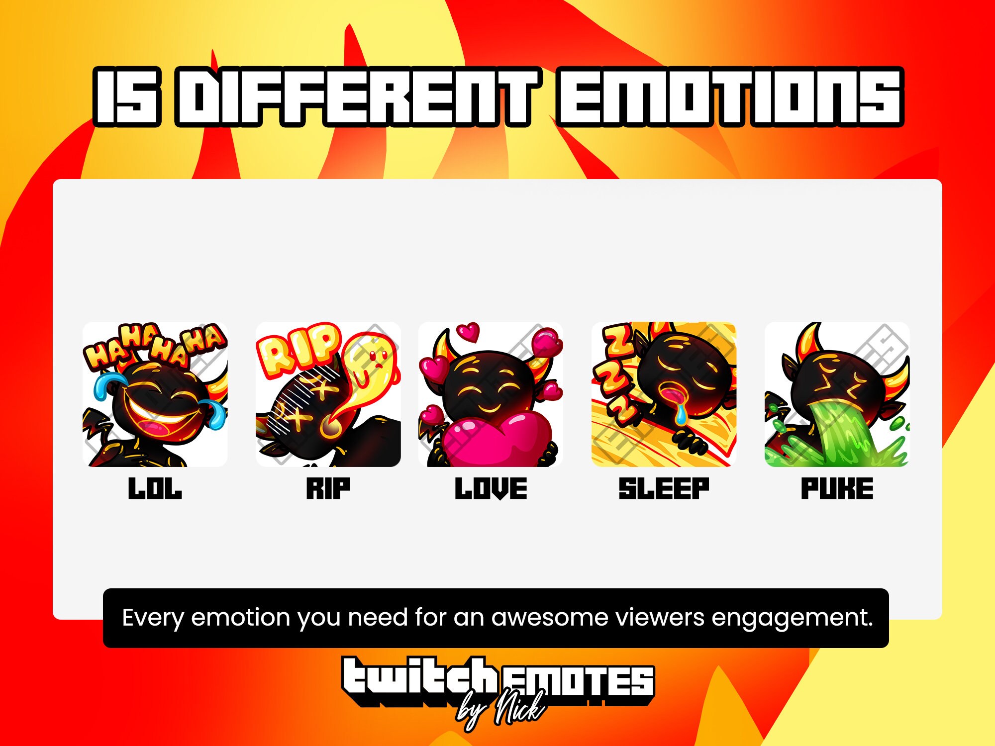 Fire Demon Twitch Emotes for Streamers Male Emotes, Gamer Emotes ...