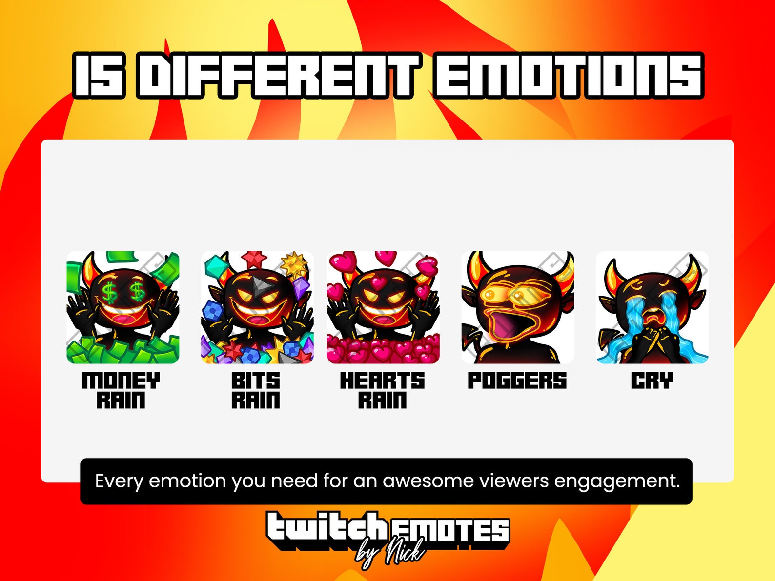 Fire Demon Twitch Emotes for Streamers Male Emotes, Gamer Emotes ...