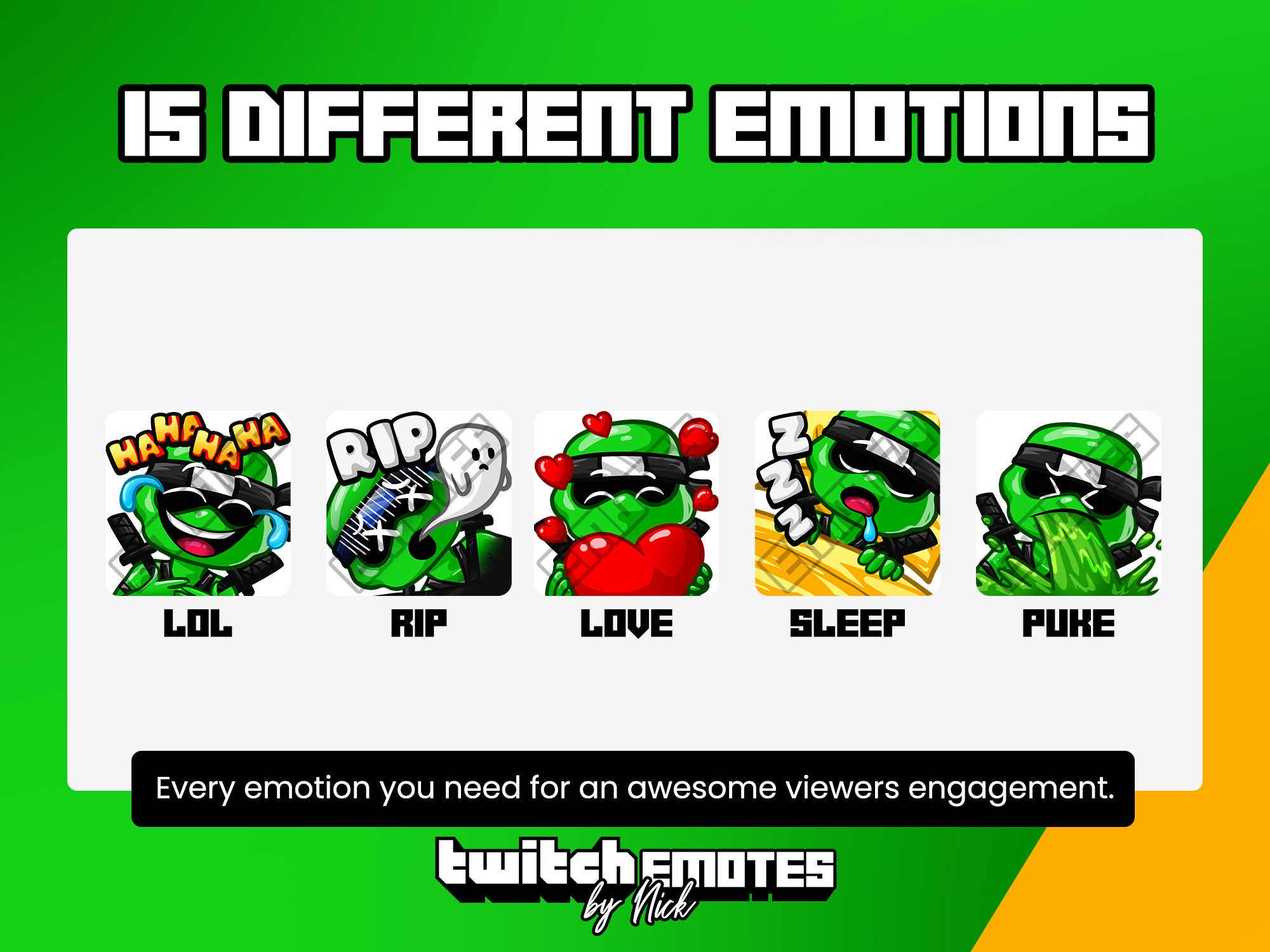 Green Ninja Twitch Emotes for Streamers Male Emotes, Gamer Emotes ...