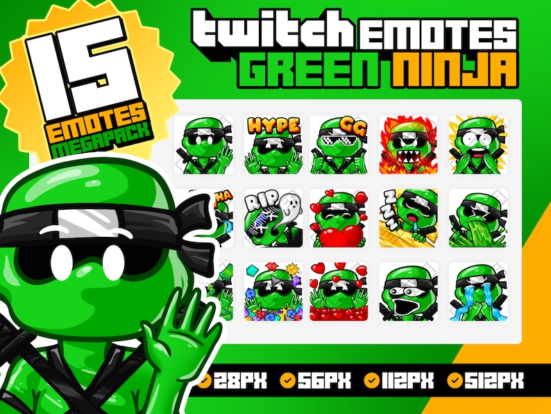 Green Ninja Twitch Emotes for Streamers - Male Emotes, Gamer Emotes ...