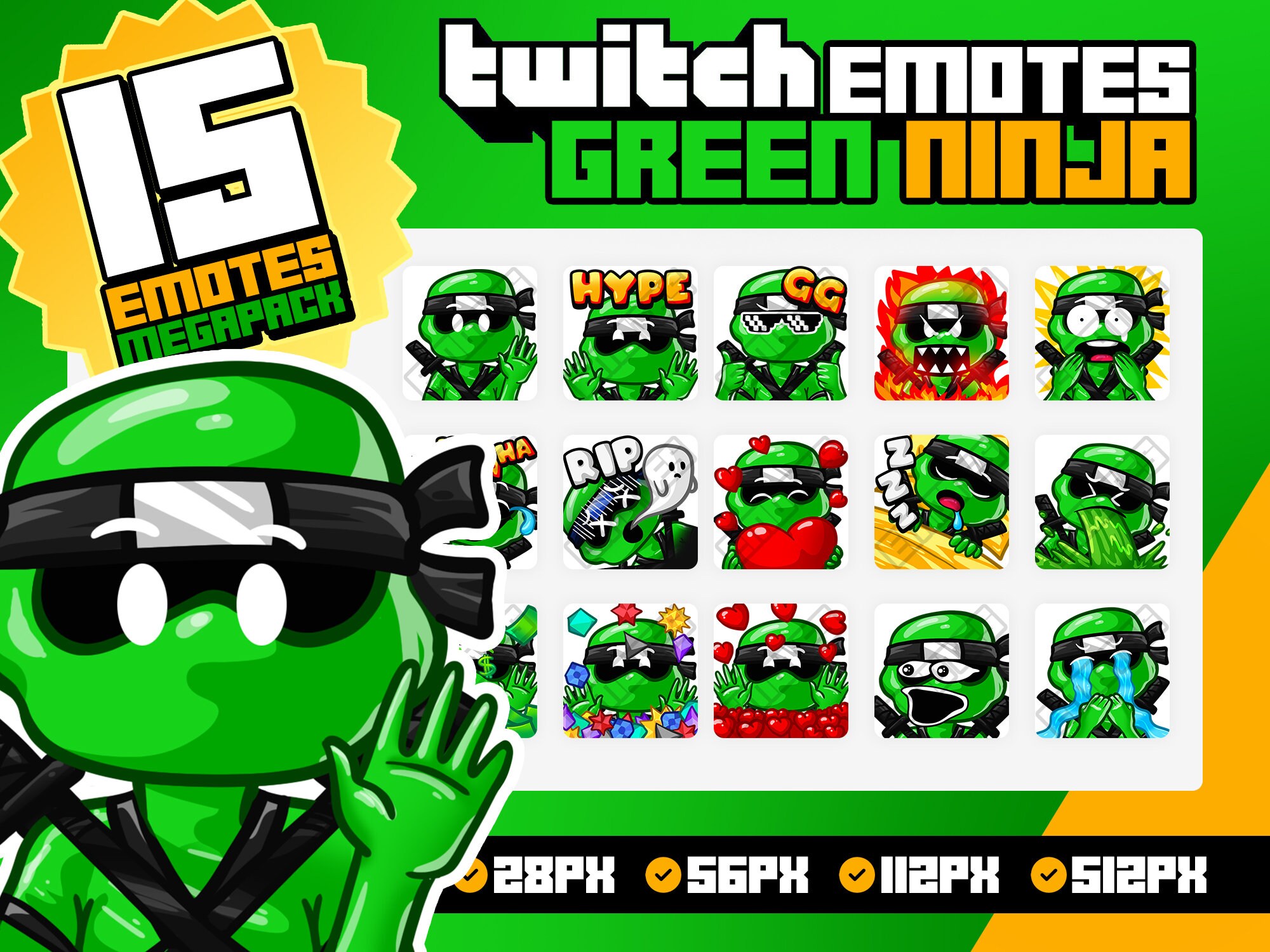 Green Ninja Twitch Emotes for Streamers - Male Emotes, Gamer Emotes ...