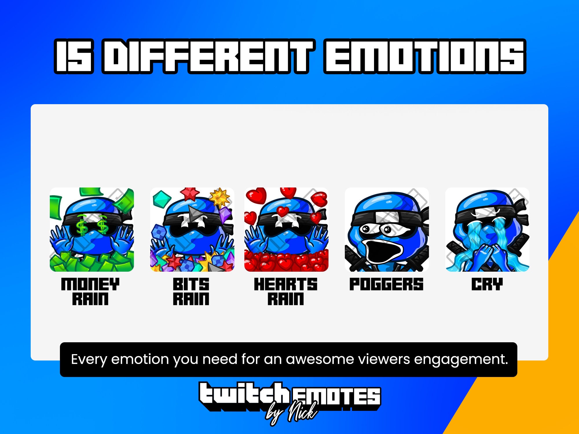 Blue Ninja Twitch Emotes for Streamers - Male Emotes, Gamer Emotes ...