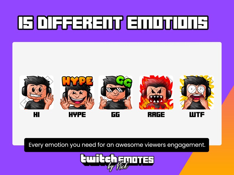 Gamer Twitch Emotes Bundle With Black Hair (digital Download) - Etsy Canada