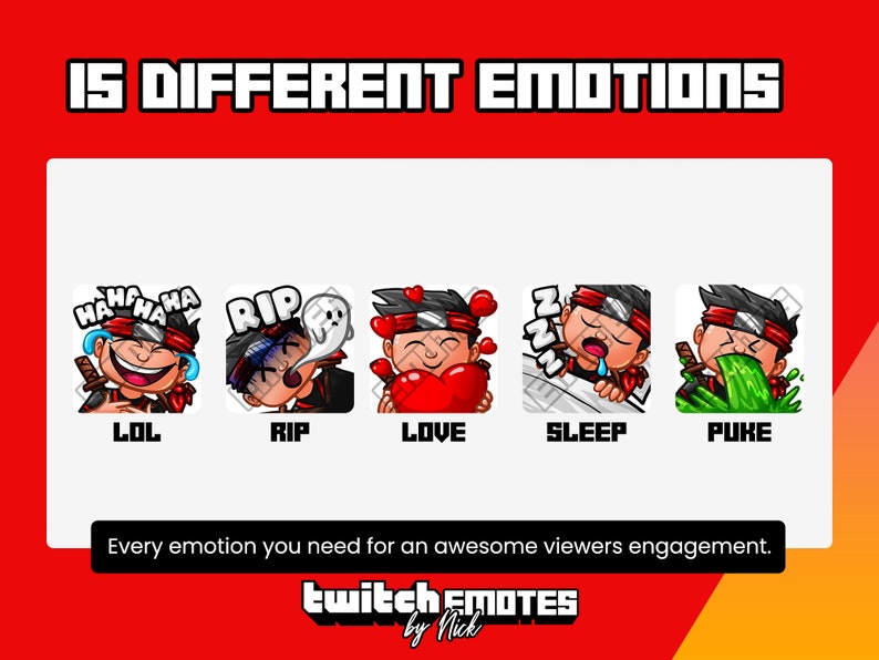 Ninja Samurai Twitch Emotes for Streamers Male Emotes, Gamer Emotes ...