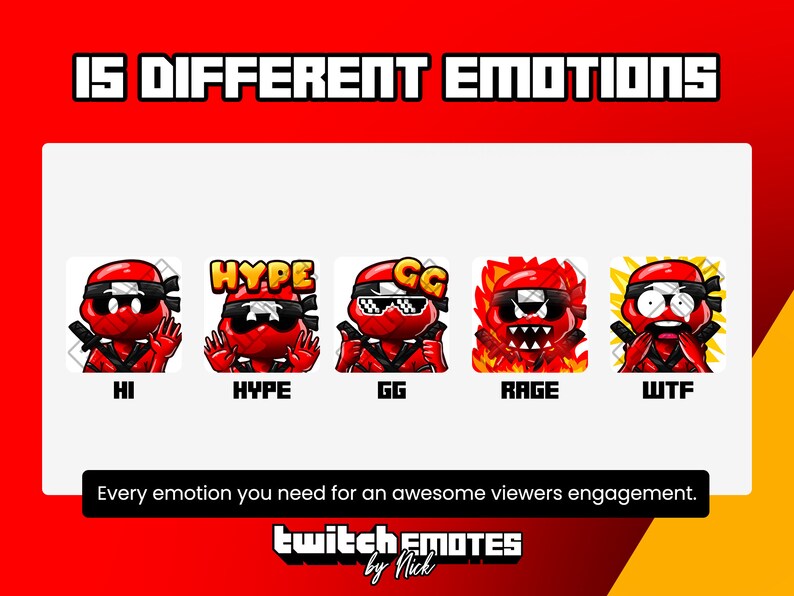 Red Ninja Twitch Emotes for Streamers - Male Emotes, Gamer Emotes ...