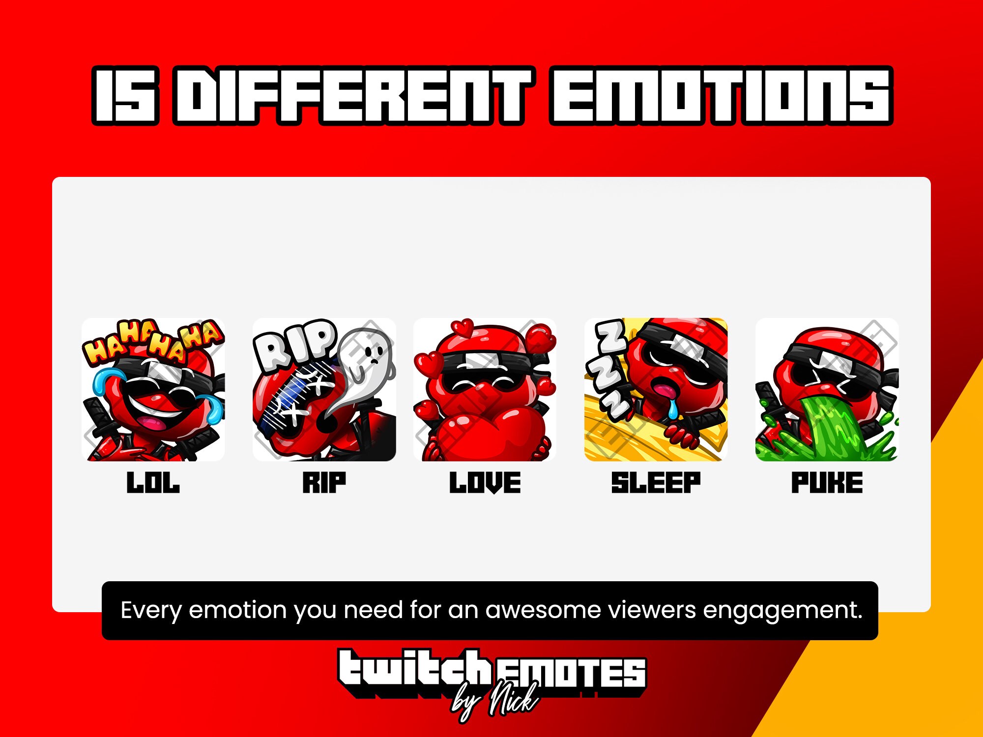 Red Ninja Twitch Emotes for Streamers - Male Emotes, Gamer Emotes ...