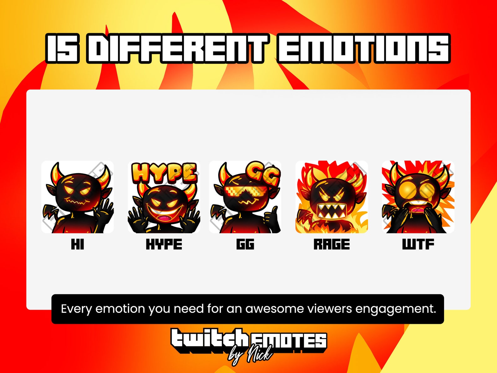 Fire Demon Twitch Emotes for Streamers Male Emotes, Gamer Emotes ...