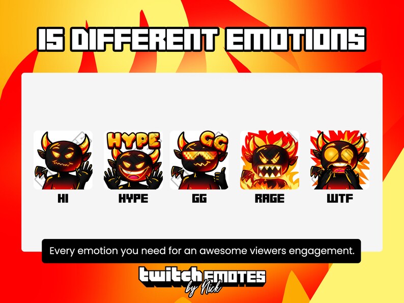 Fire Demon Twitch Emotes for Streamers Male Emotes, Gamer Emotes ...